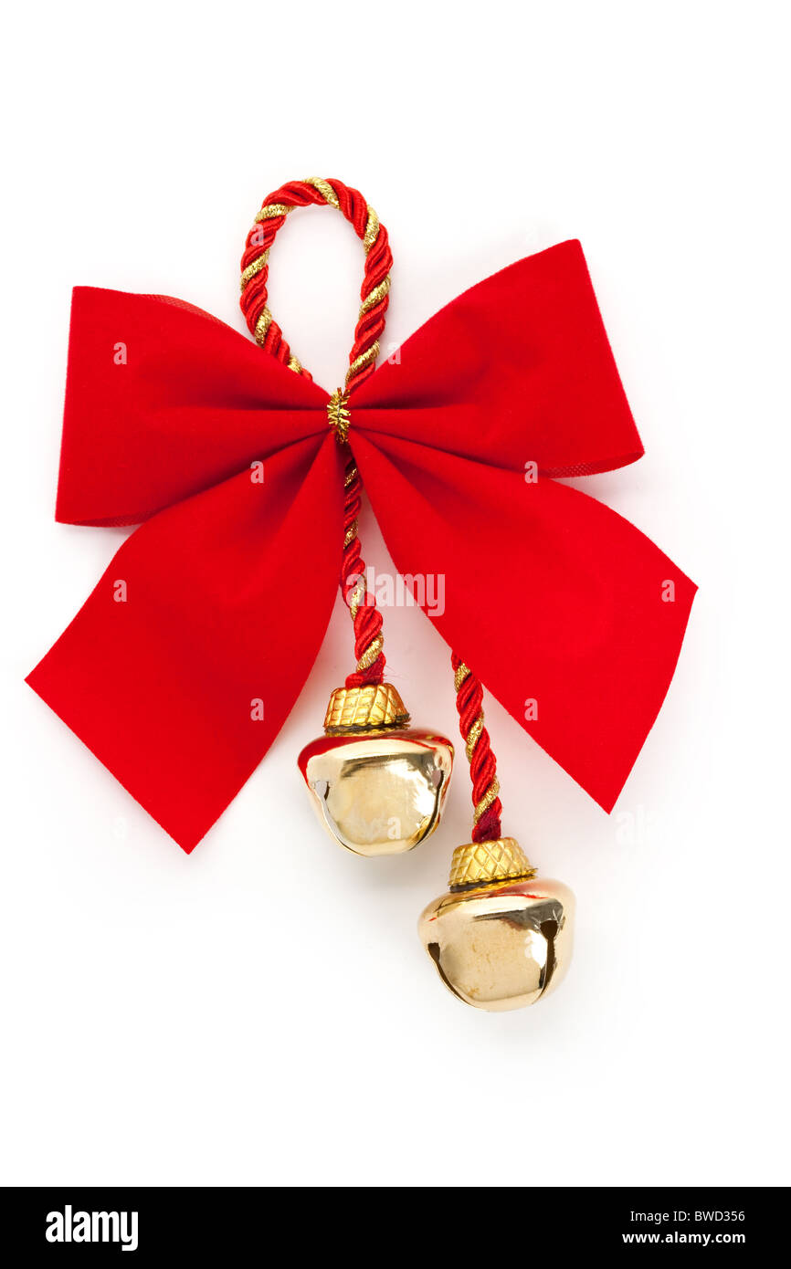 Christmas Bells and ribbon with white background Stock Photo - Alamy