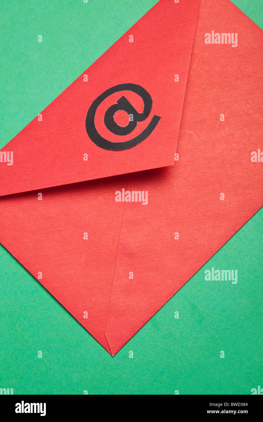 Red Envelope with @ Symbol, concept of E-Mail Stock Photo - Alamy