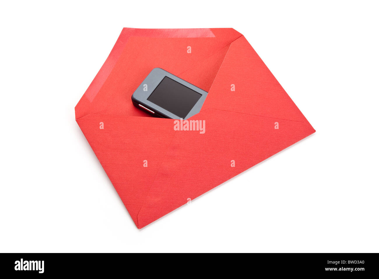 Red Envelope and cellphone with white background Stock Photo - Alamy