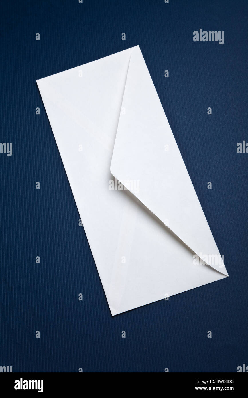 White Envelope with blue background Stock Photo - Alamy