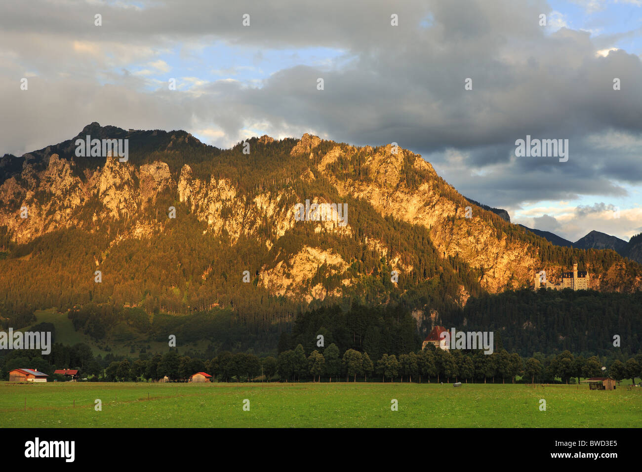 German meadows and mountains at sunset Stock Photo - Alamy