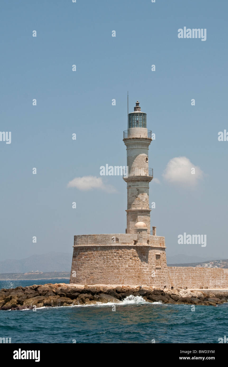 Lighthouse, Chania, Crete, Greece Stock Photo - Alamy