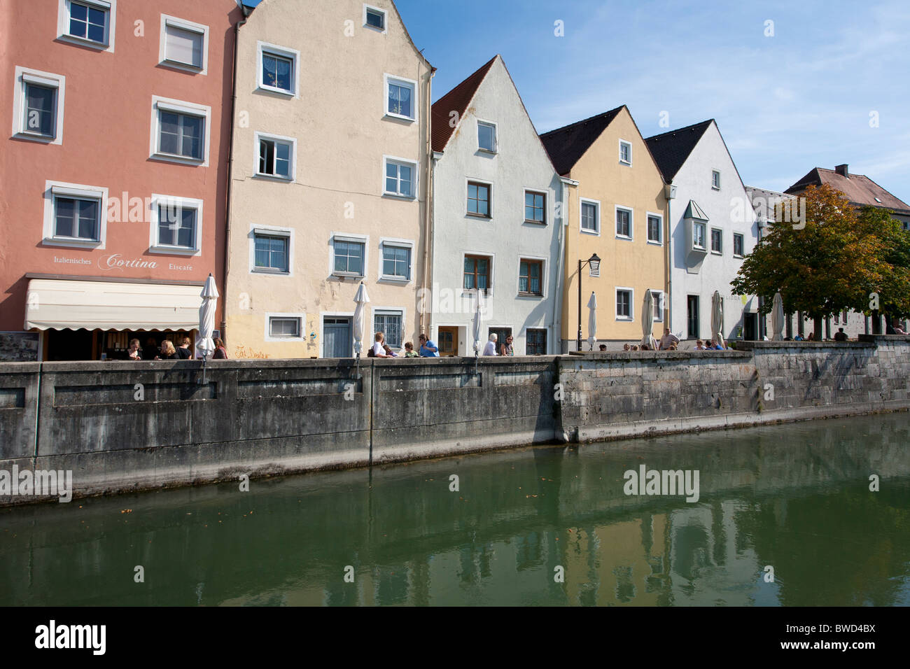 HOUSES, LECHPROMENADE, PETER-DOERFLER-WEG, RIVER LECH, LANDSBERG AM ...