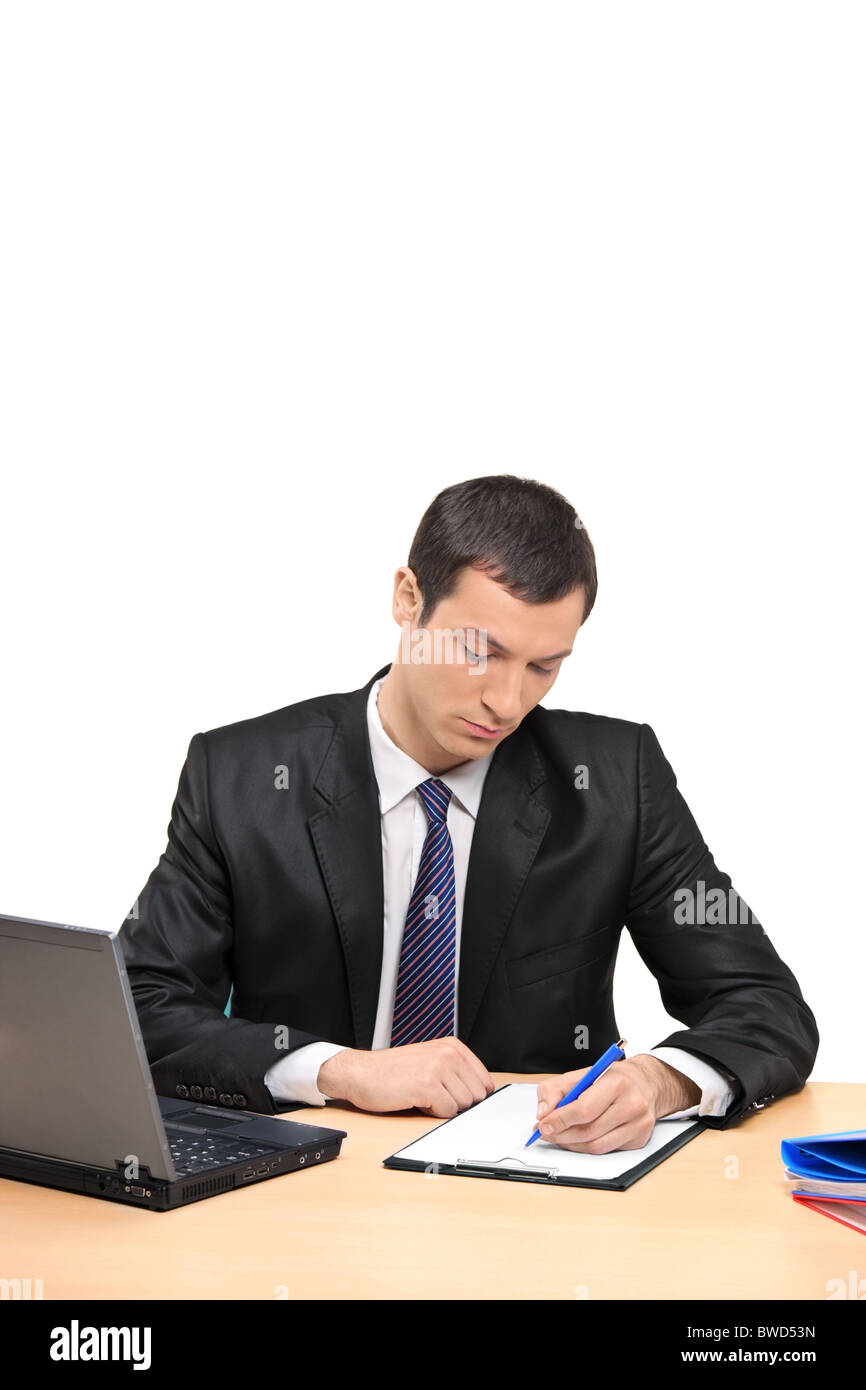 A view of a busy businessman signing a document in the office Stock ...