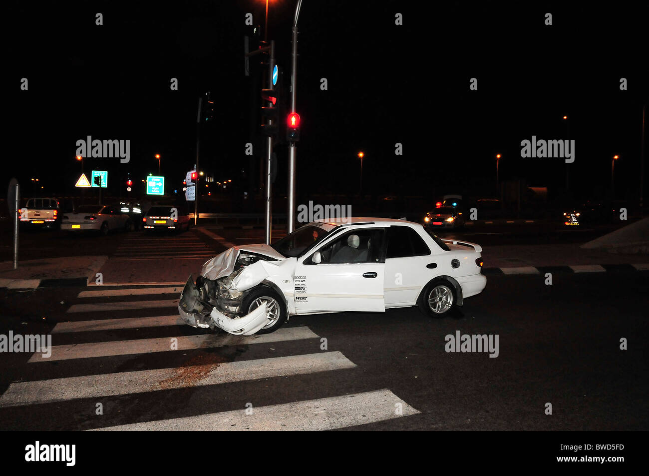 Damaged car after a road accident Stock Photo - Alamy