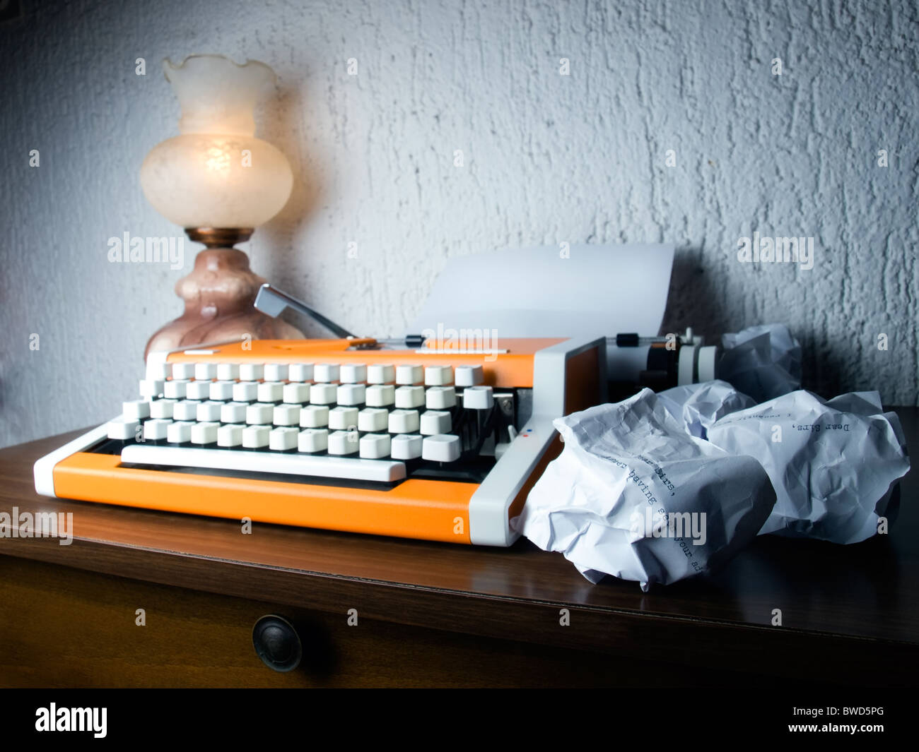 Table and typewriter during writing of business letters in the late ...