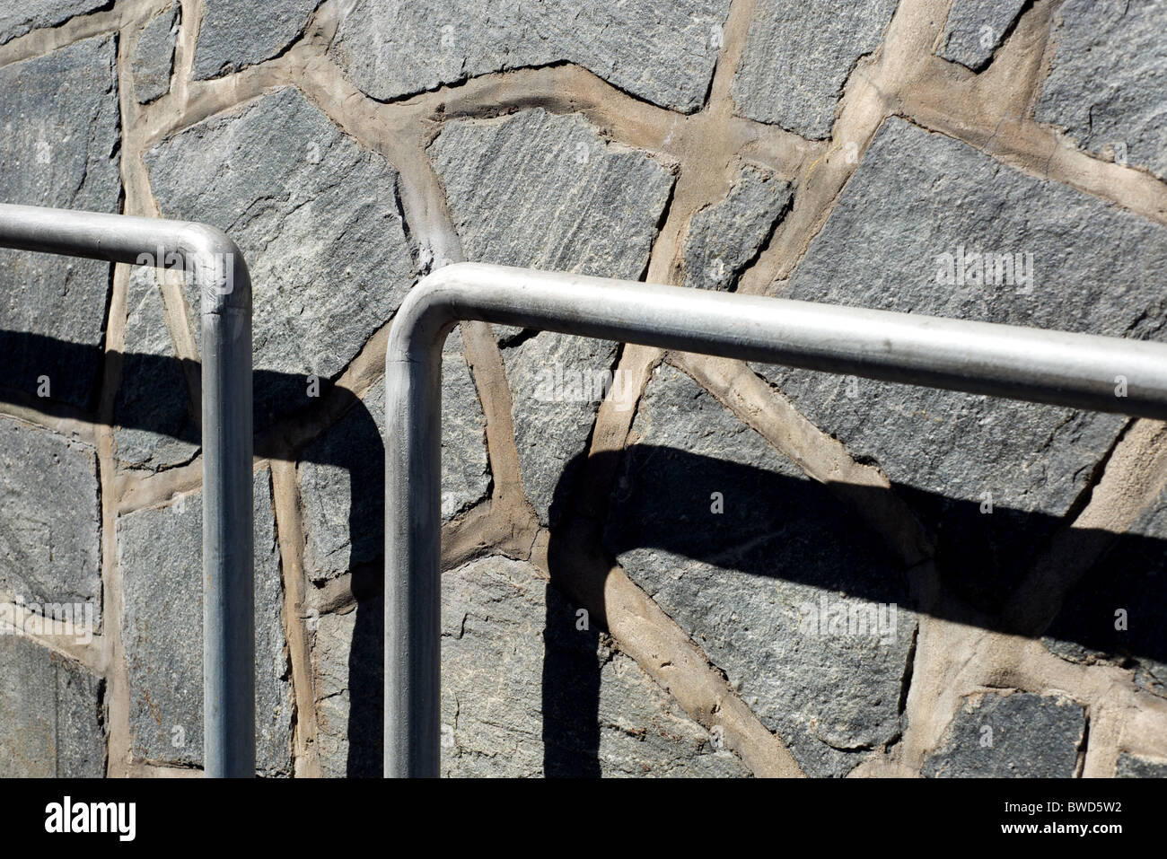 A metal hand rail in the old 'Gamle' Stavanger district, Stavanger ...