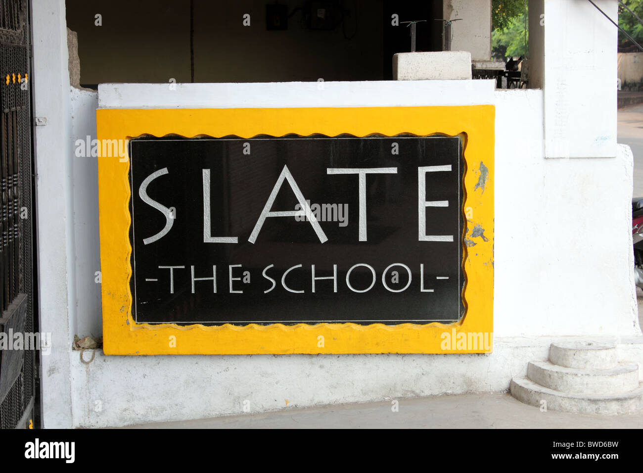 A street sign for a private school in Hyderabad India saying Slate the ...