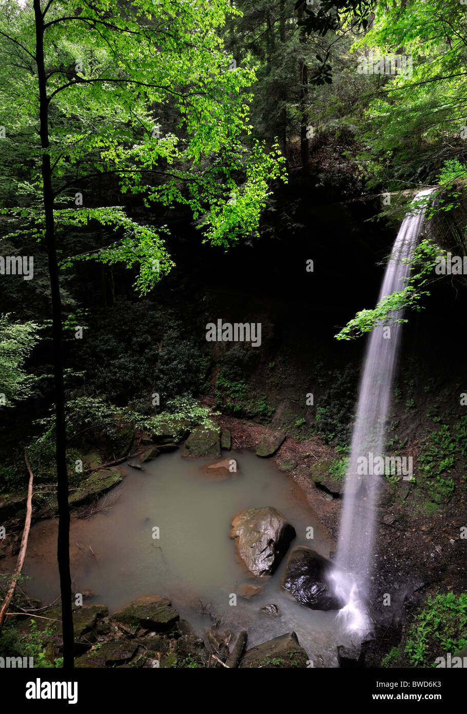 Broke leg broken leg falls waterfall Menifee county Kentucky USA Stock ...