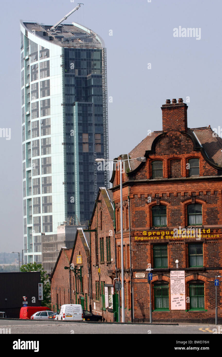 Old and new buildings in Liverpool featuring a new office block and an ...