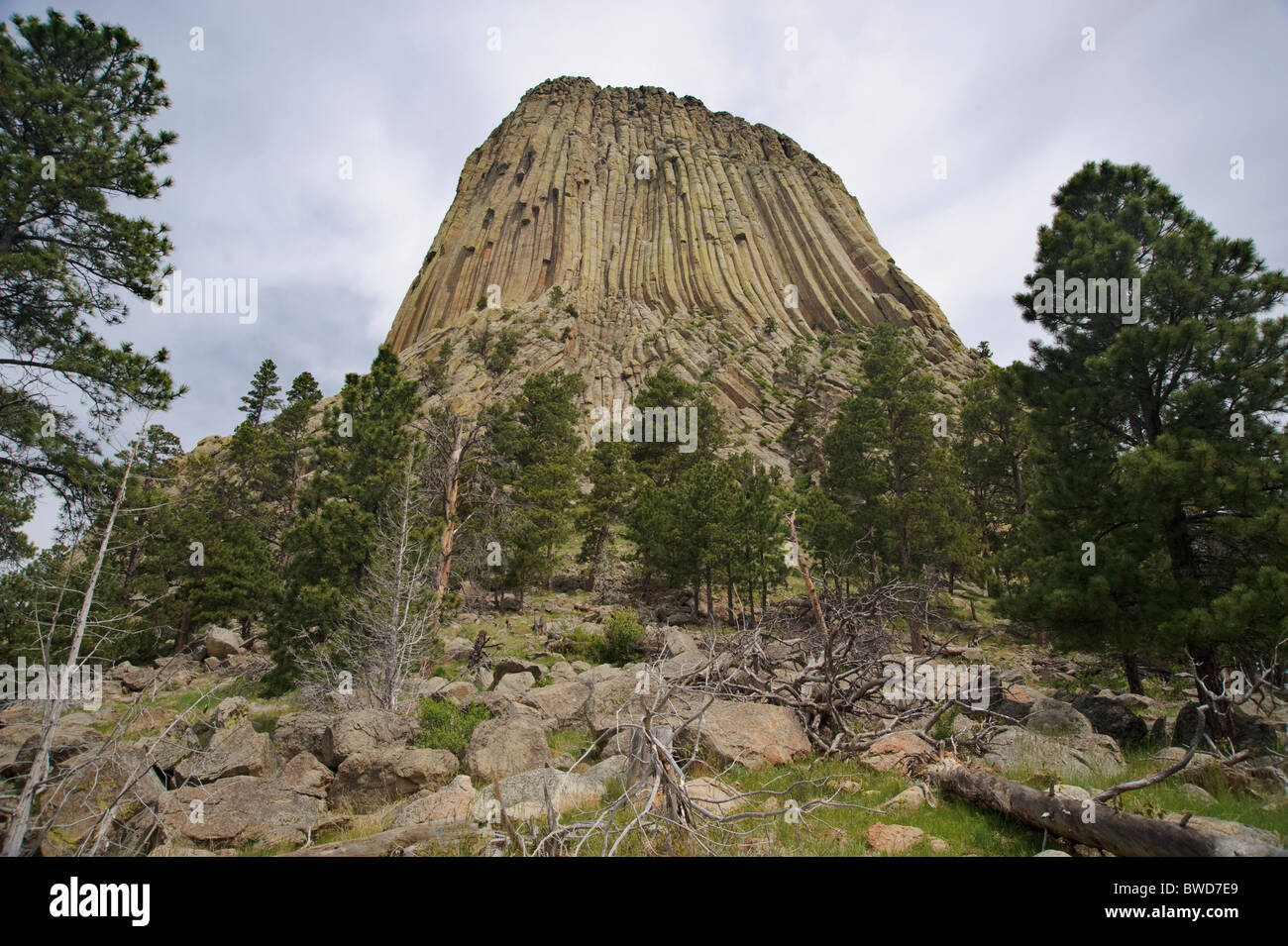 View of the Devils Tower National Monument Stock Photo - Alamy