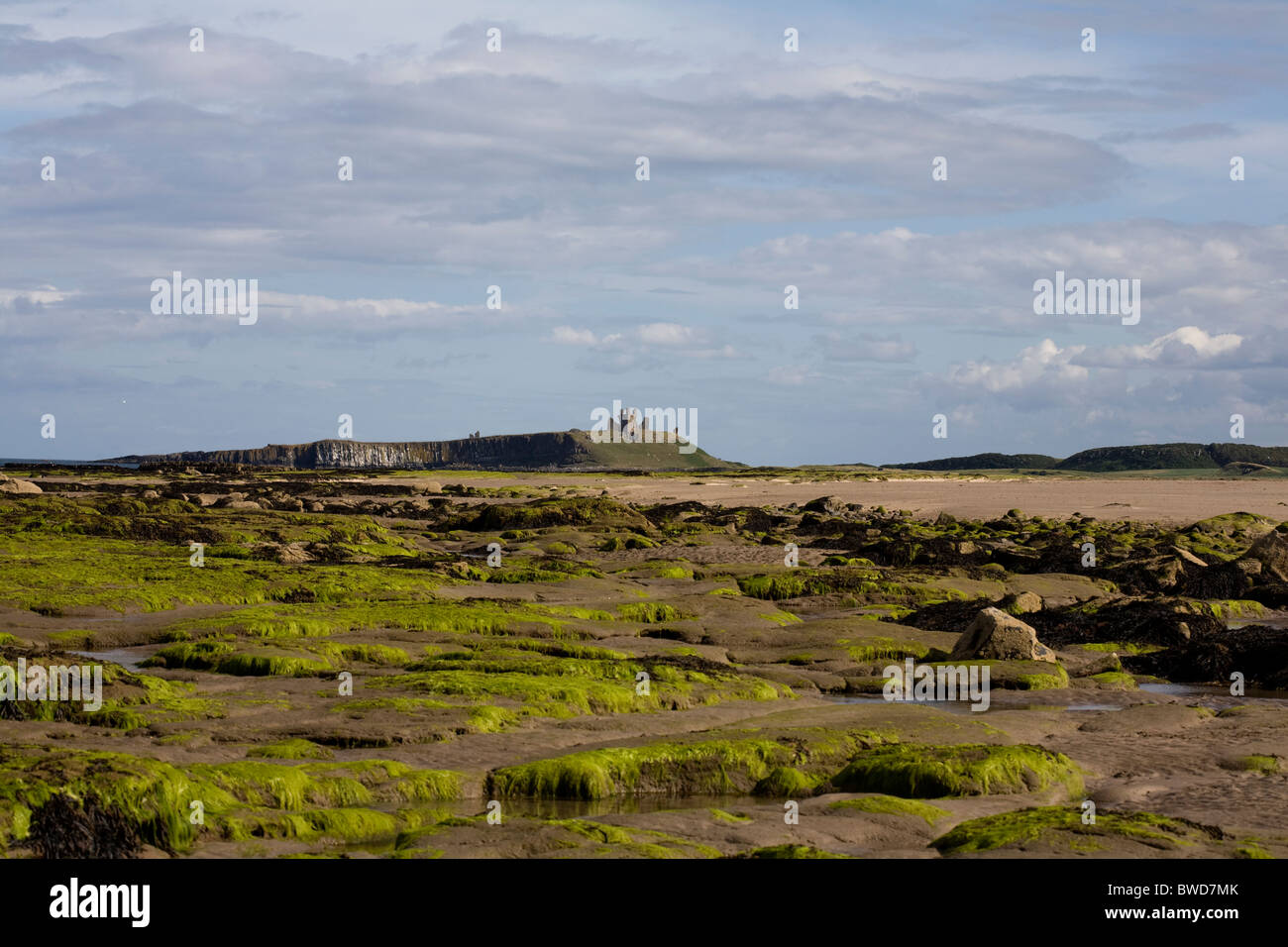 Dunstanburgh Castle from beach at Embleton Bay Embleton Northumberland ...