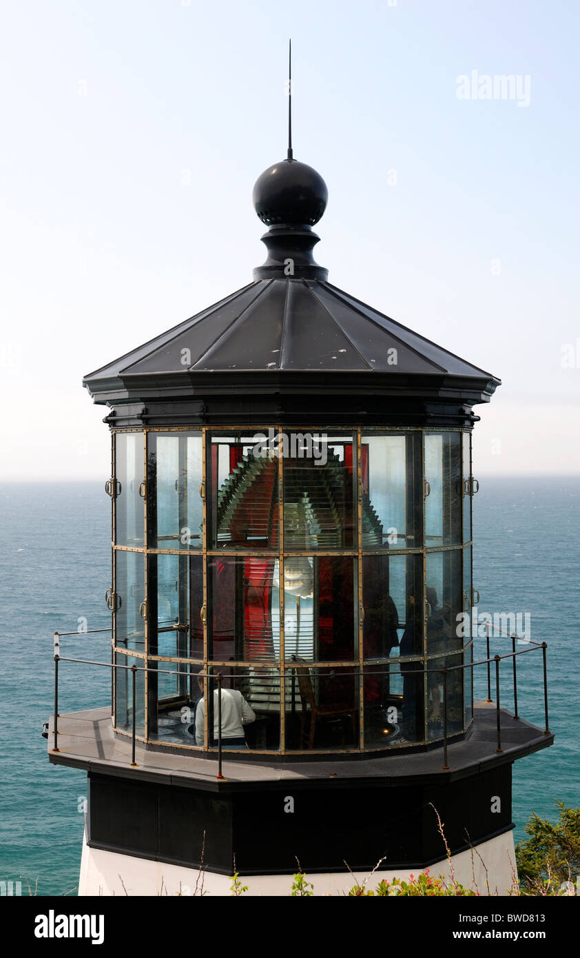 Tourists inside Cape Mears Lighthouse Oregon Coast Pacific Ocean ...