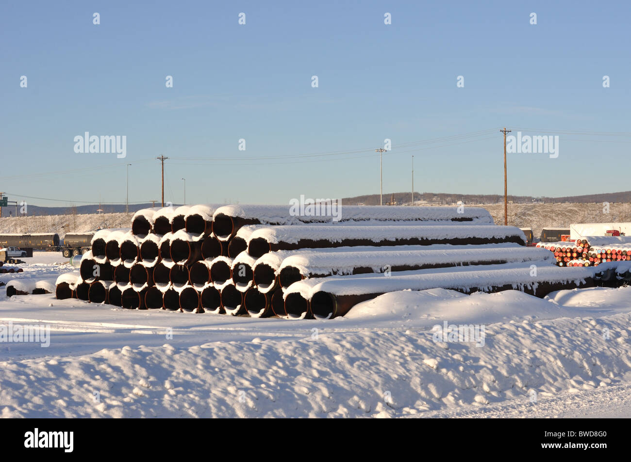 Oil Pipeline Storage Area Stock Photo - Alamy