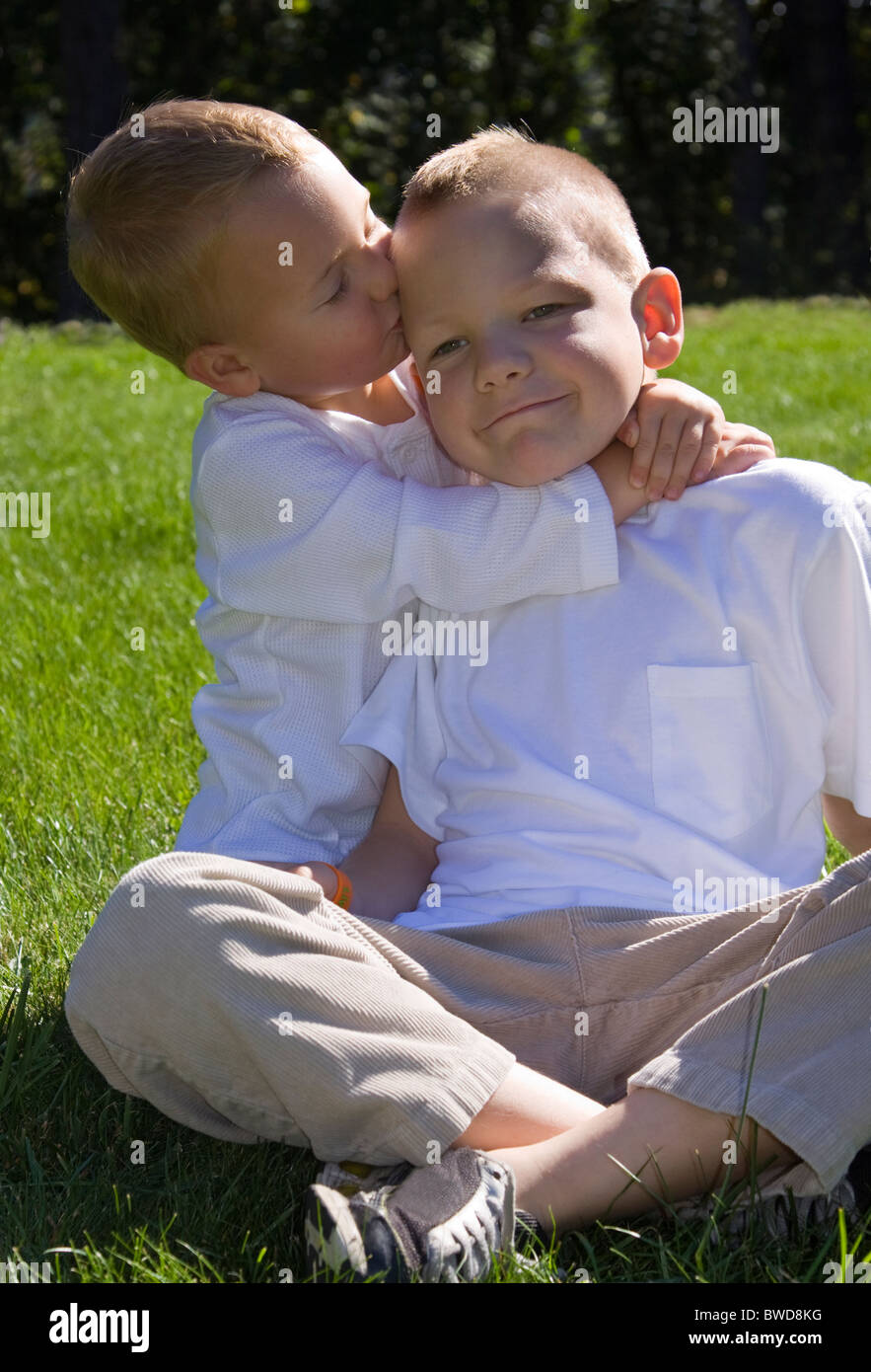 Two Little Boys Kissing