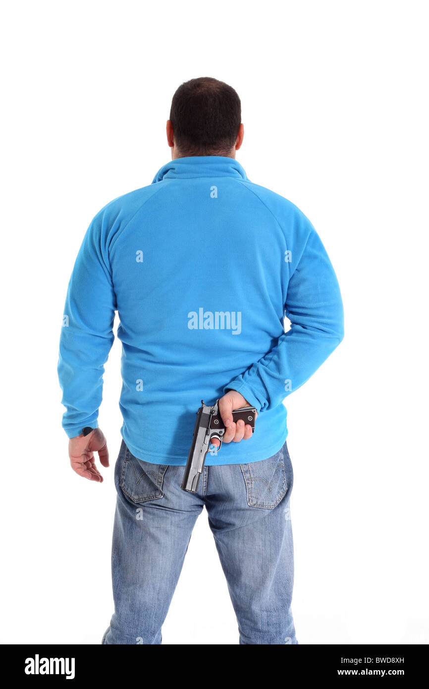 Posing with gun Cut Out Stock Images & Pictures - Alamy