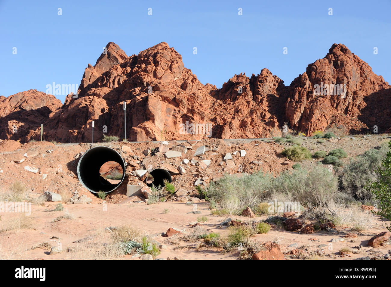Culvert in Mojave Desert Wash Stock Photo - Alamy
