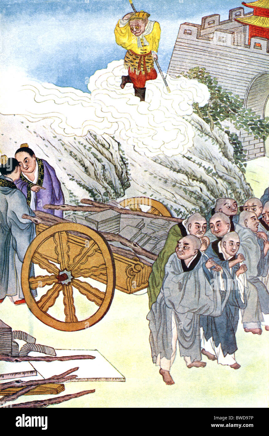 The Sun, the Monkey god, sat on a cloud above a city, Slow-Carts ...