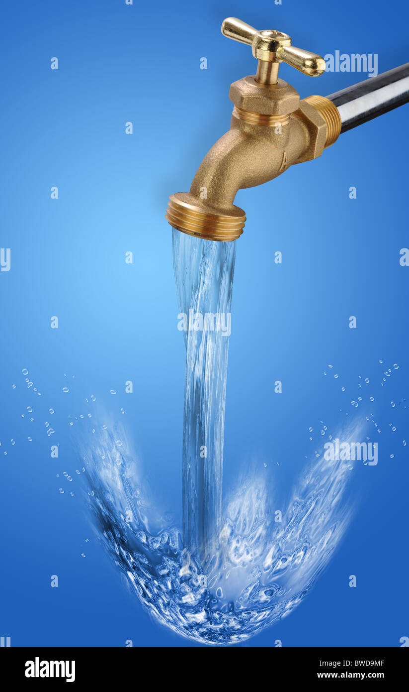 Water faucet running clean cool water Stock Photo - Alamy