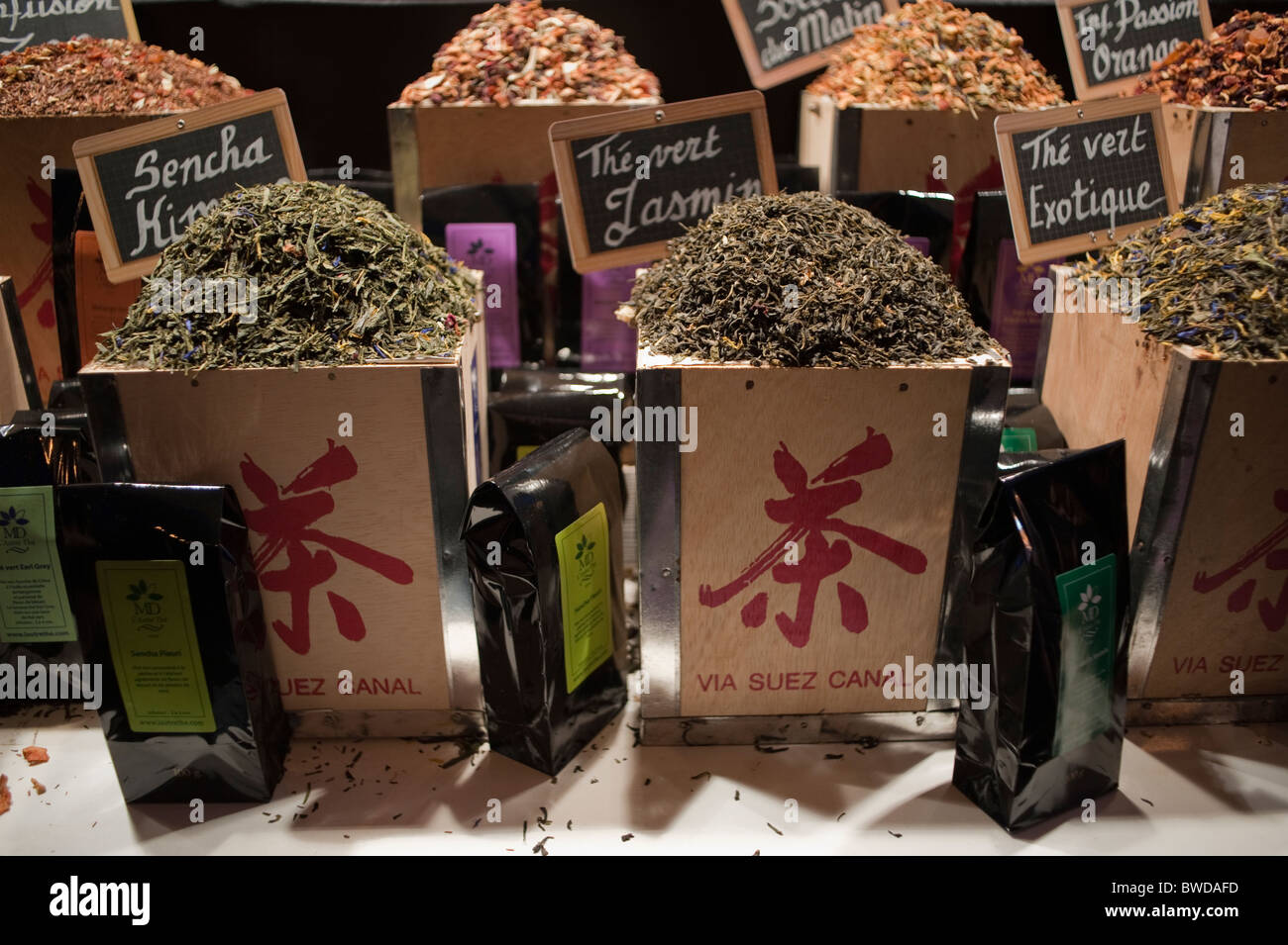 Paris, France, Christmas Shopping, Detail, Boxes of Green Teas on ...