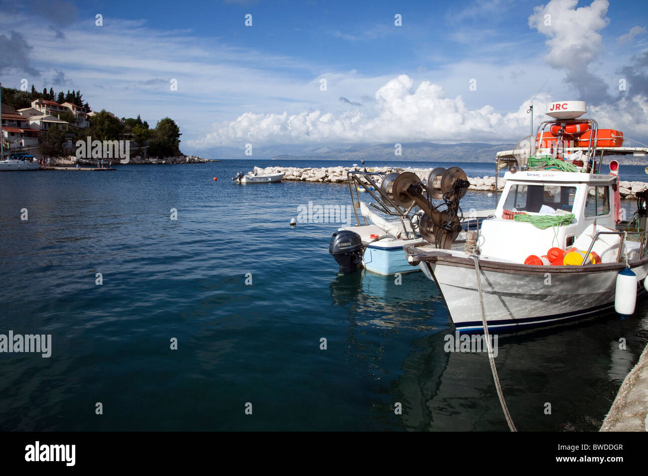 Blue sea harbour Stock Photo - Alamy