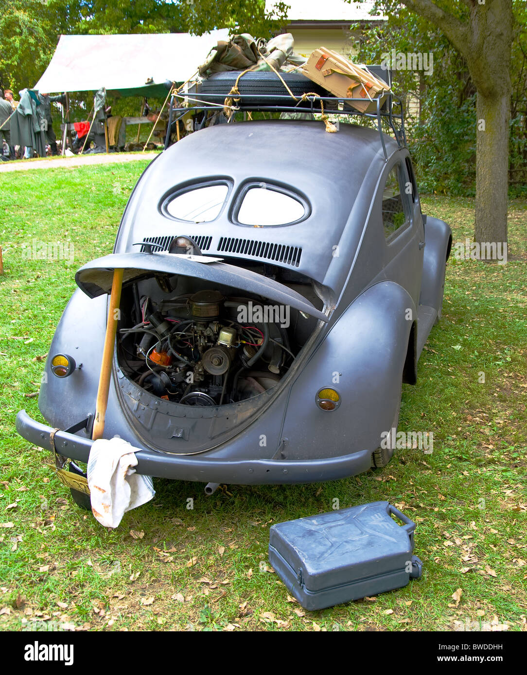 World war two car Volkswagen showing engine gasoline gas canister ...