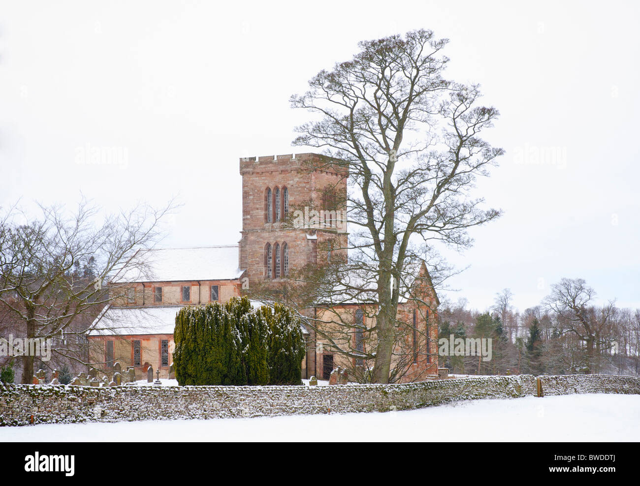 St Michael's Church in winter, Lowther, Lake District National Park ...