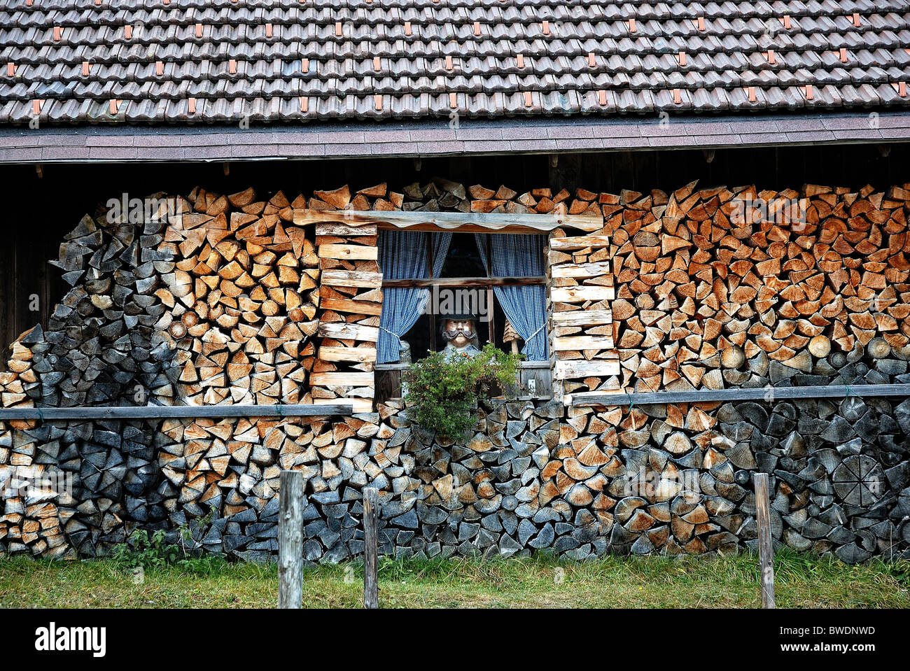 bavarian hut with face at the window mittenwald Bavaria Germany Stock ...