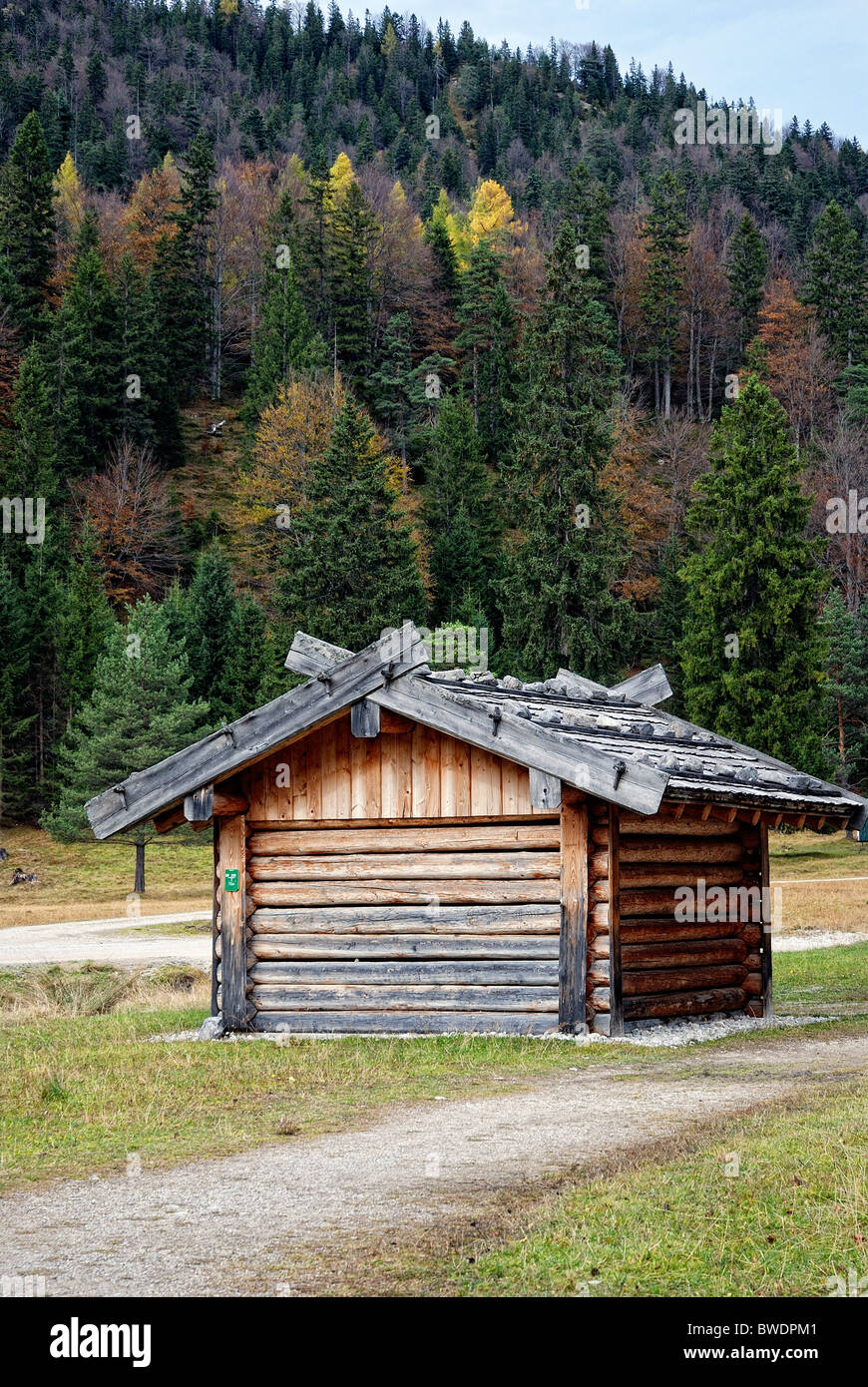 alpine hut lake lautersee mittenwald Bavaria Germany Stock Photo - Alamy