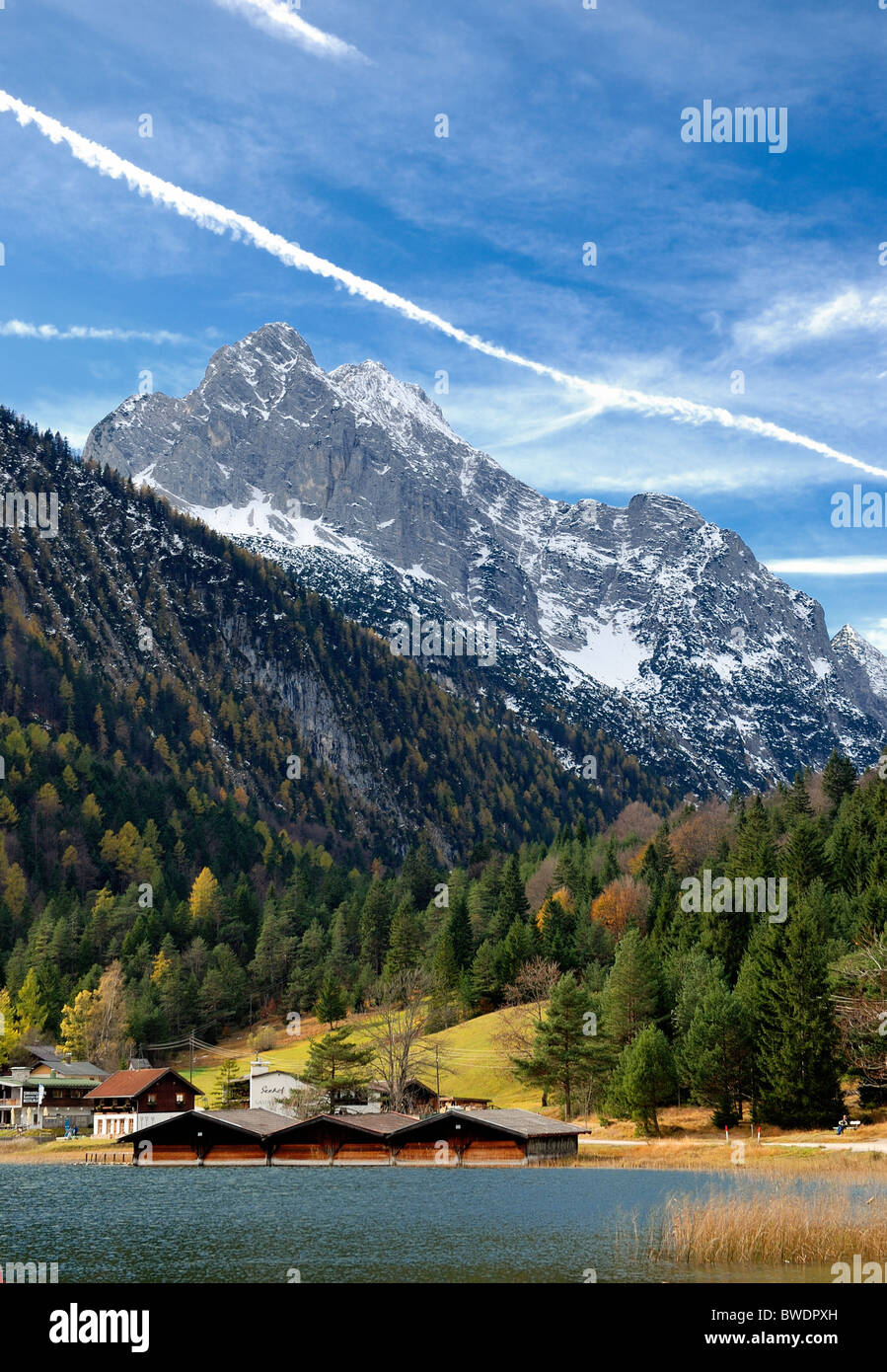 autumn scene lake lautersee mittenwald Germany Stock Photo - Alamy
