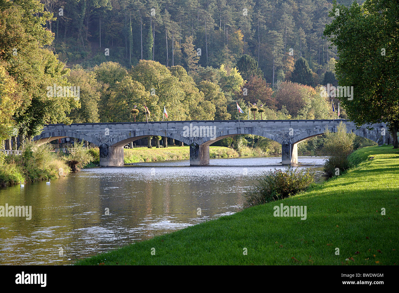 The Hamoir's Bridge near Liege in Wallonia crossing the river Ourthe ...