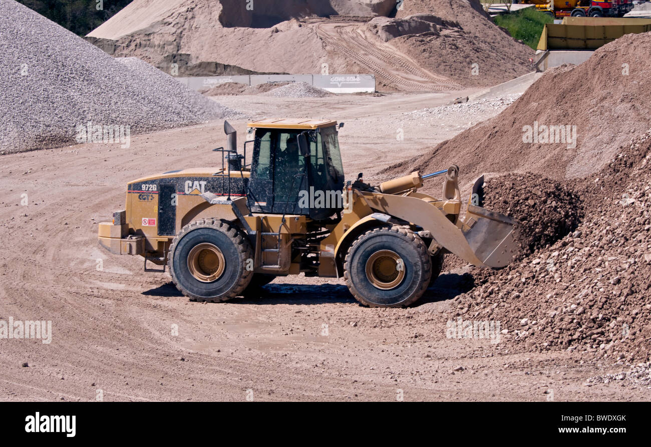 CAT 972G Excavator at Aggregates Plant, Armentarola, Italy Stock Photo ...