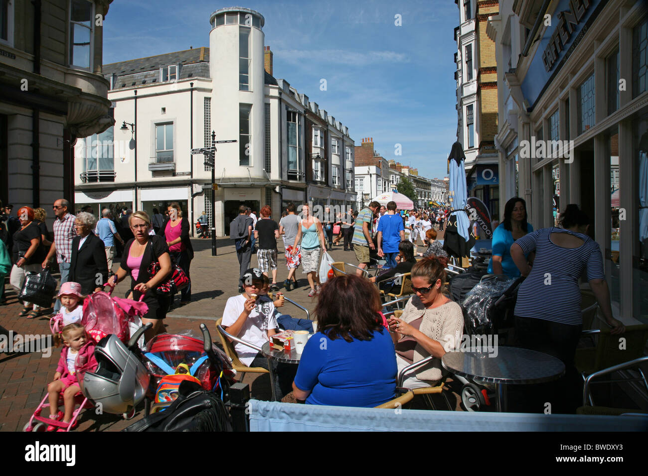 Shoppers in St Thomas Street one of main shopping streets in the ...