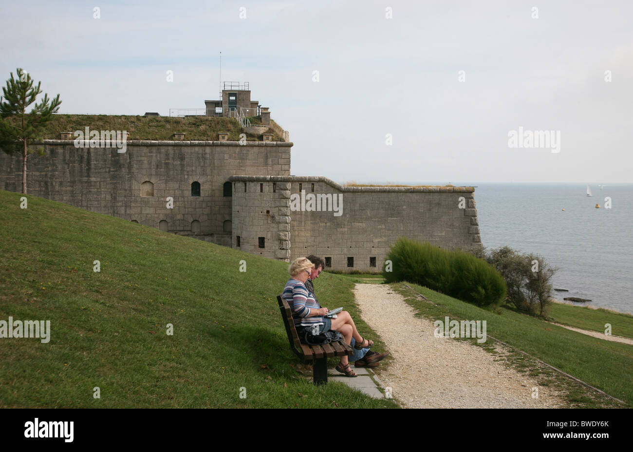 View of Nothe Fort from the Nothe Gardens. The old fortress which ...