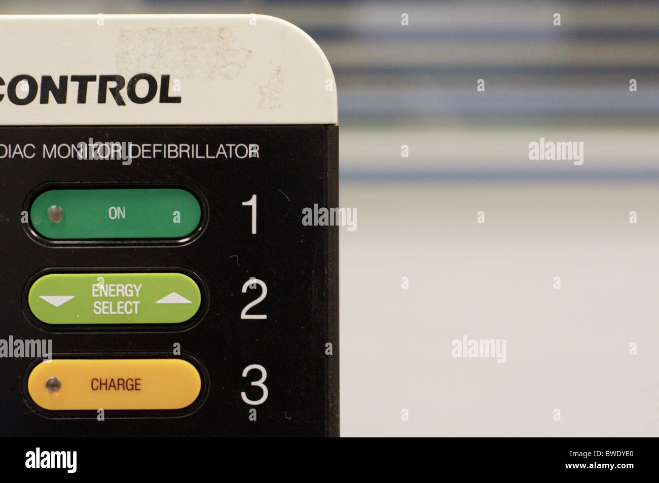 Heart defribillator monitor equipment in a hospital emergency Stock ...