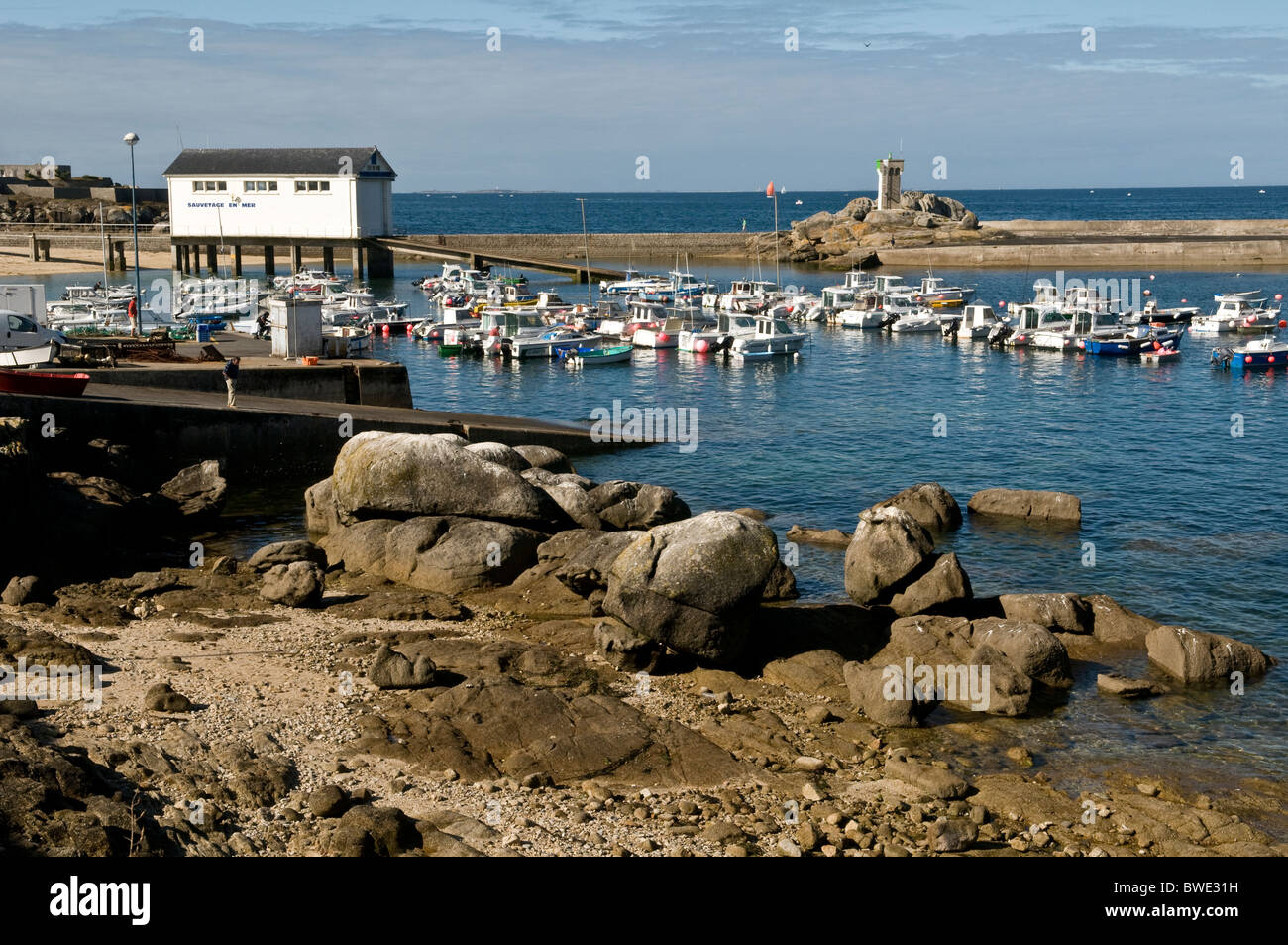 Brittany coast Finistere France french harbour SNSM Trevignon Stock ...