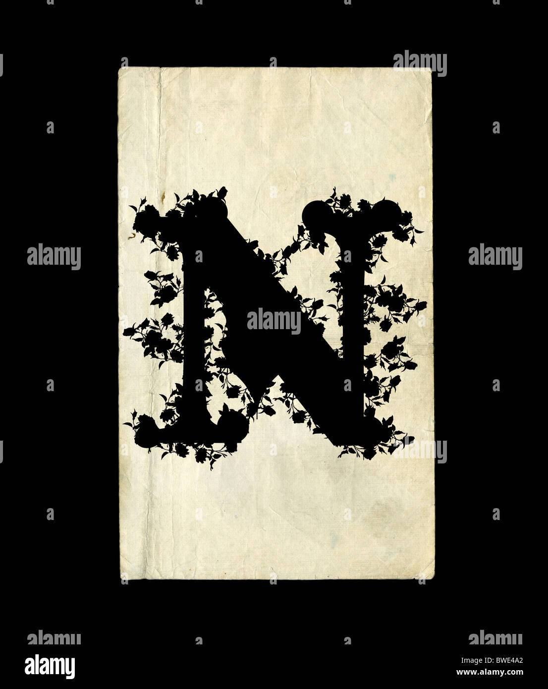 An initial letter N in the old background Stock Photo - Alamy