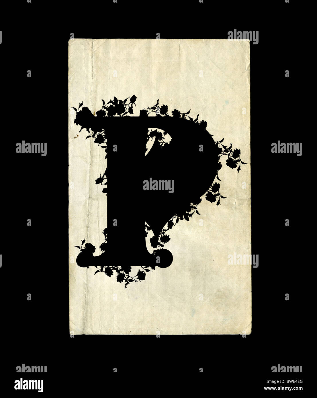 An initial letter P in the old background Stock Photo - Alamy