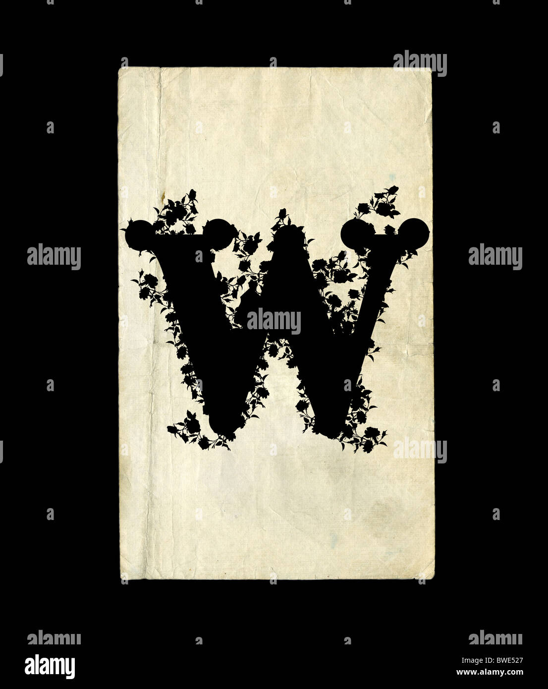 An initial letter W in the old background Stock Photo - Alamy