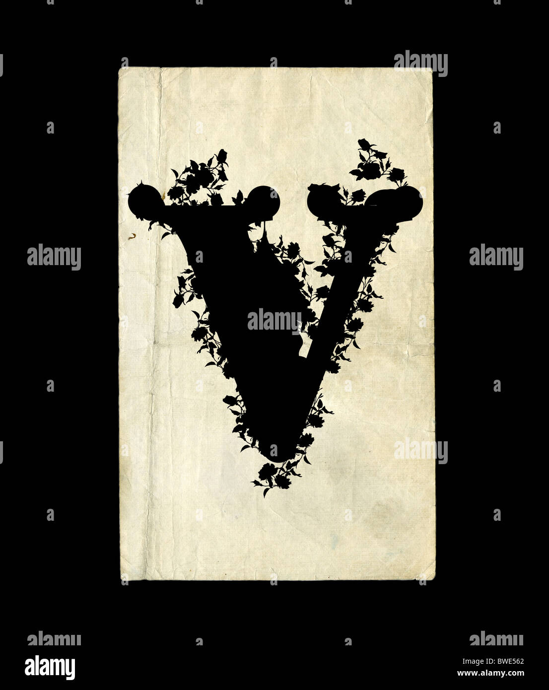An initial letter V in the old background Stock Photo - Alamy