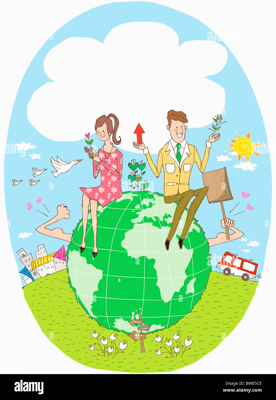 illustration of eco friendly economic growth Stock Photo - Alamy