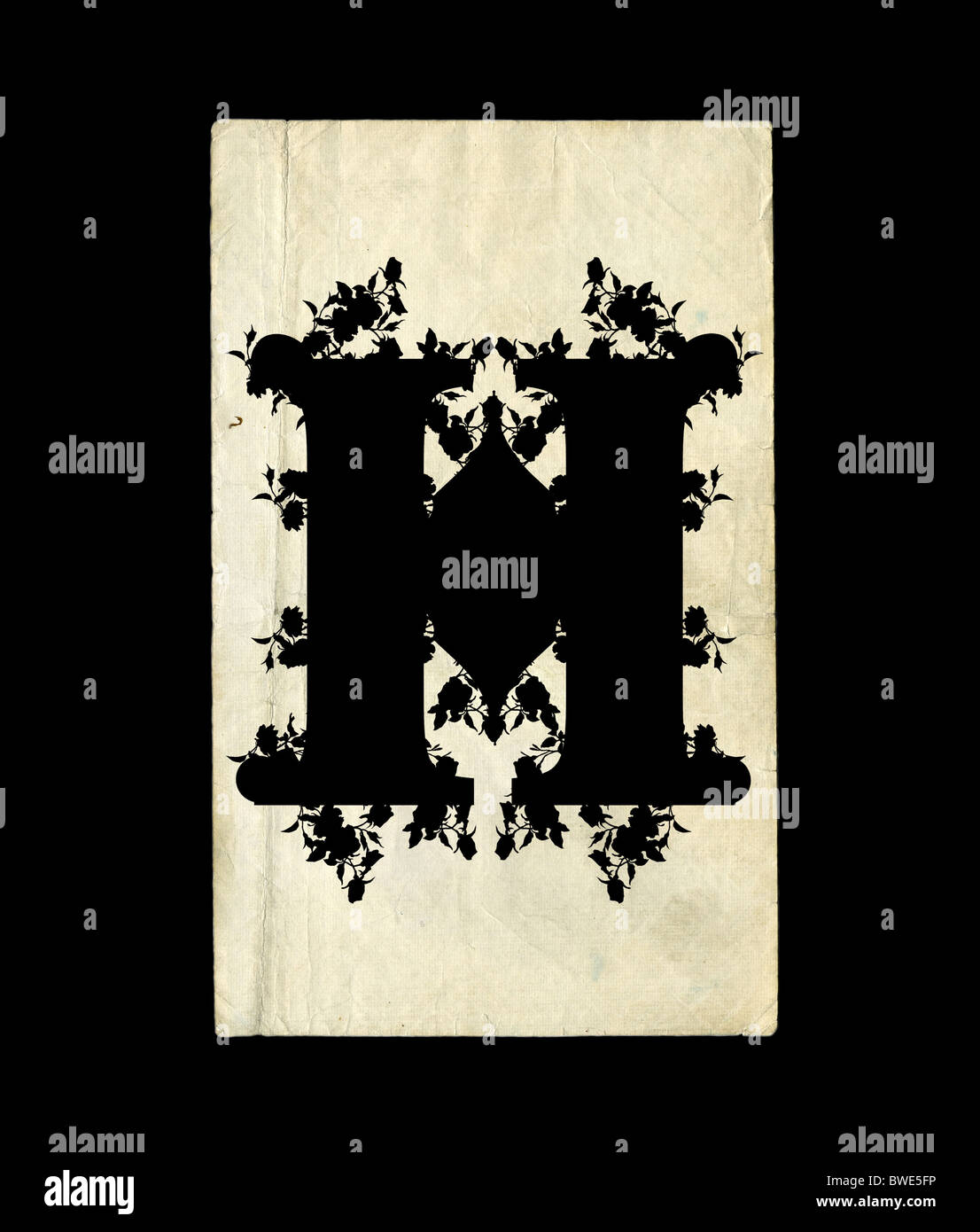 An initial letter H in the old background Stock Photo - Alamy