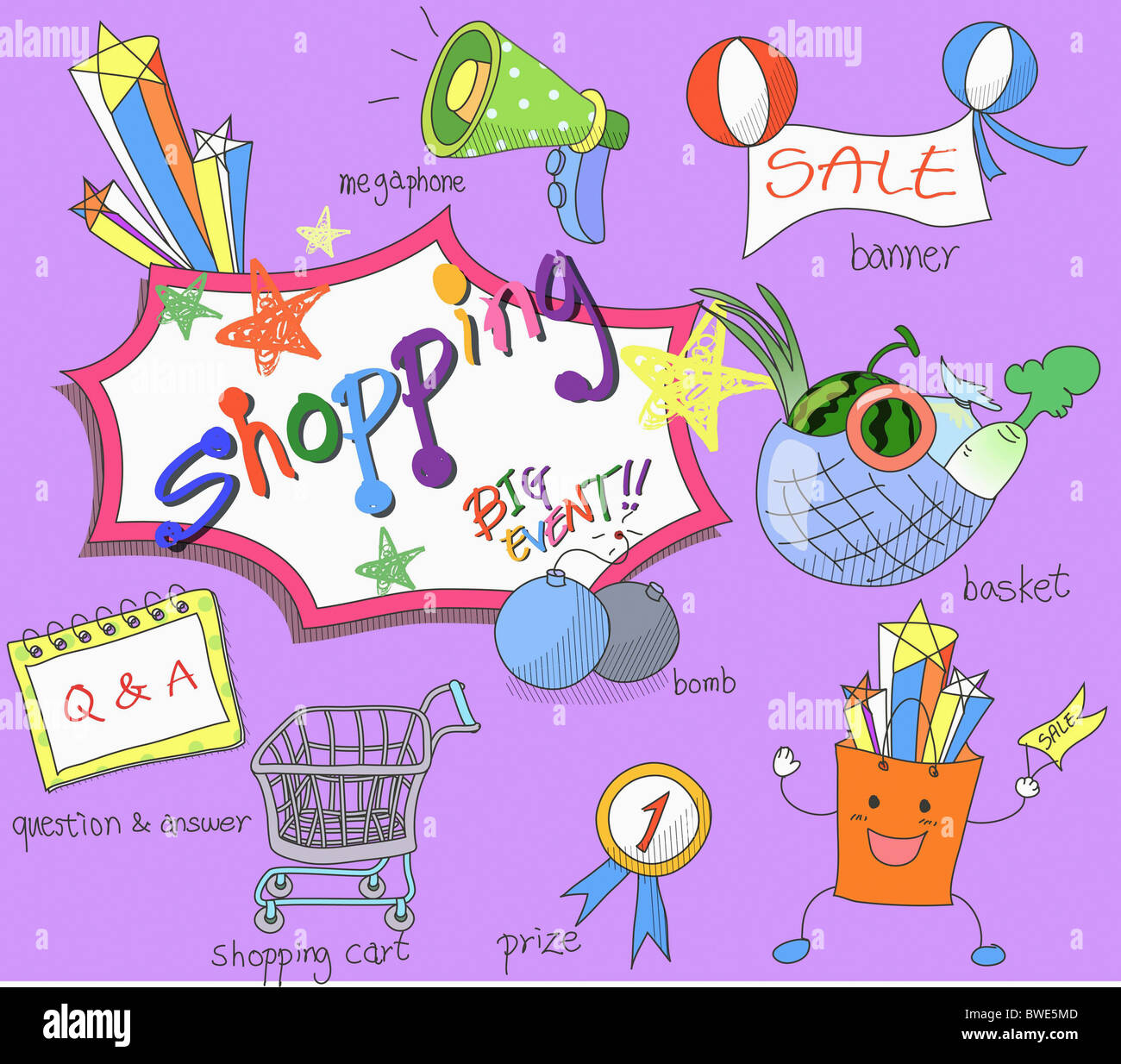 illustration of discount shopping Stock Photo - Alamy