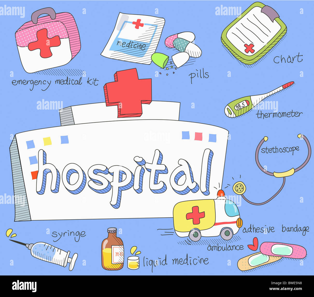 illustration of hospital goods Stock Photo - Alamy