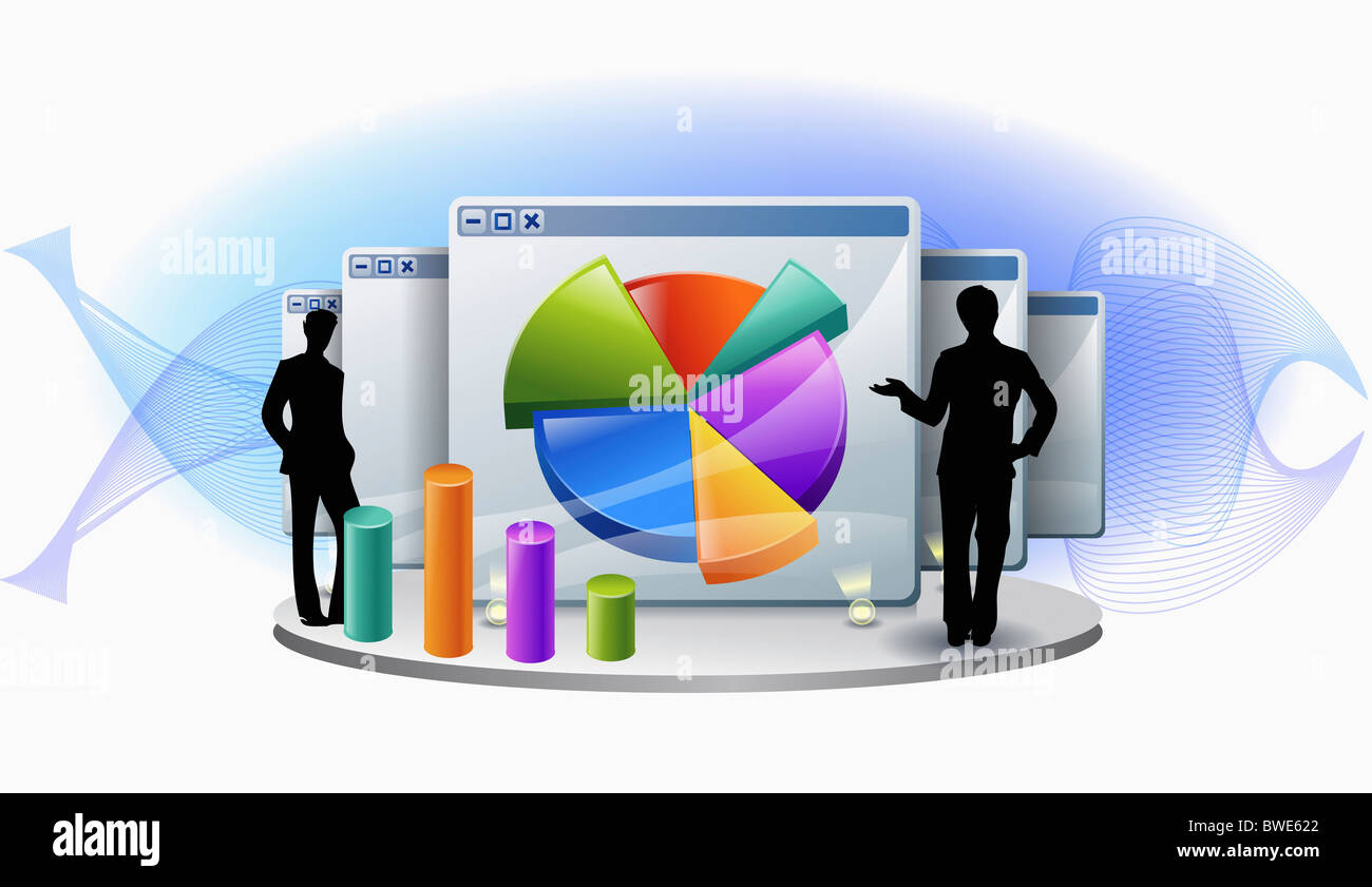 illustration of colorful graph on computer Stock Photo - Alamy