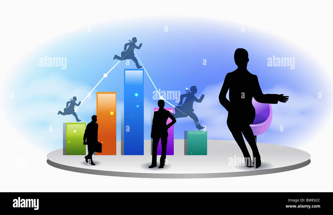 illustration of business and colorful graph Stock Photo - Alamy