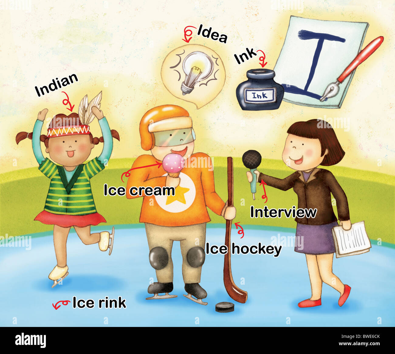 alphabet I study with illustration and words Stock Photo - Alamy