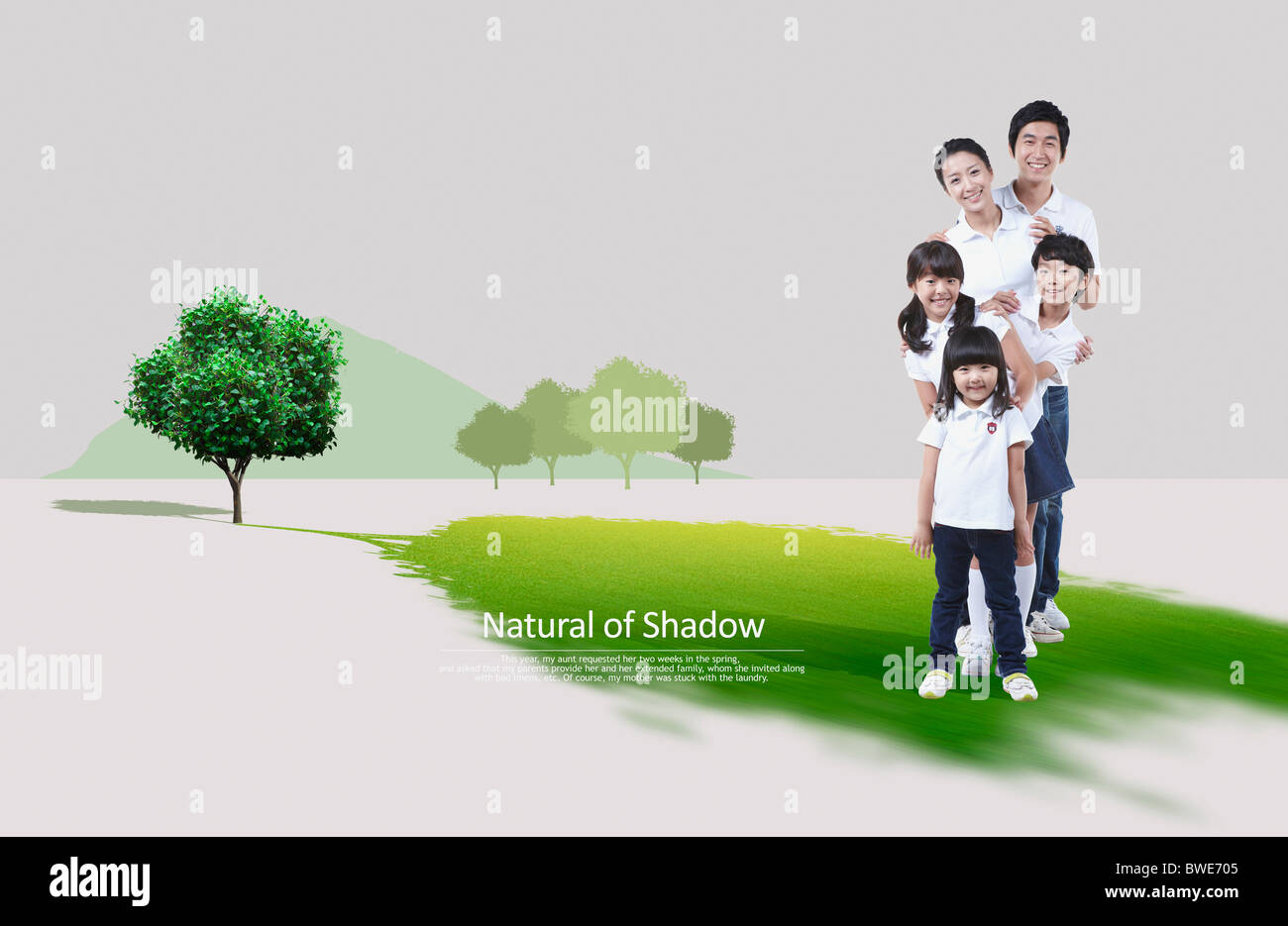 family in eco friendly background Stock Photo - Alamy