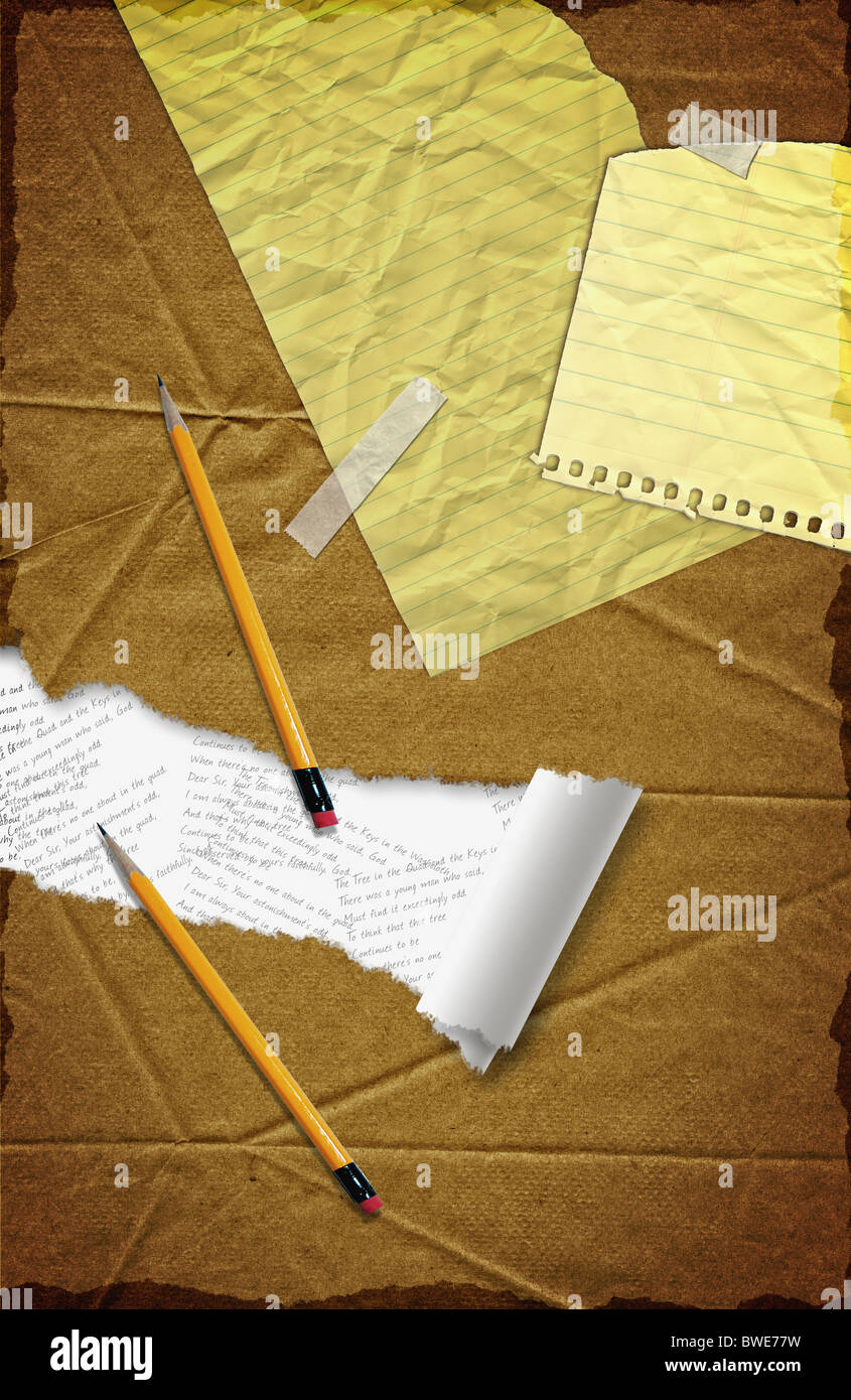 pencil and written letters Stock Photo - Alamy