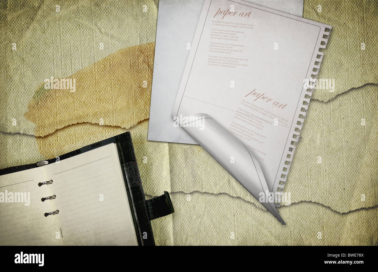 diary and torn paper background Stock Photo - Alamy